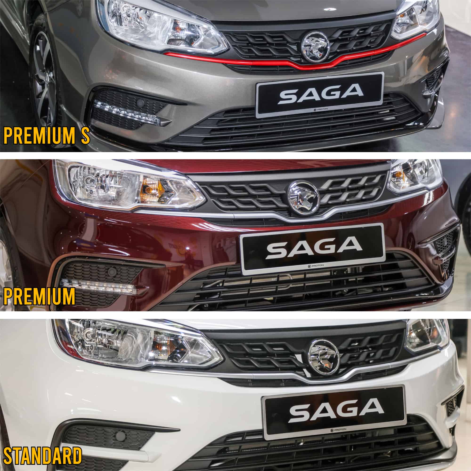 Perbezaan Proton Saga 2022 Standard, Premium dan Premium S